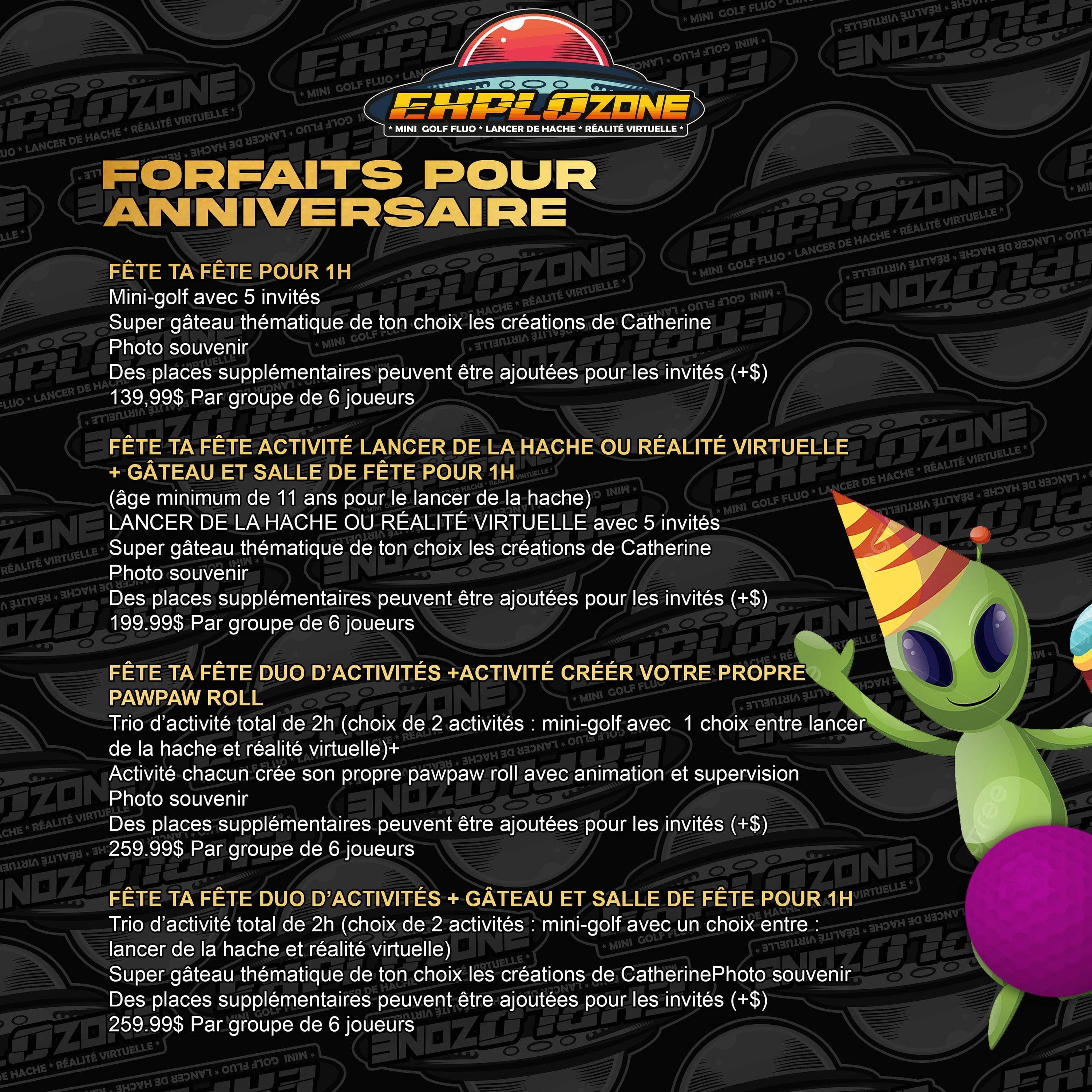 FORFAITS – Explozone