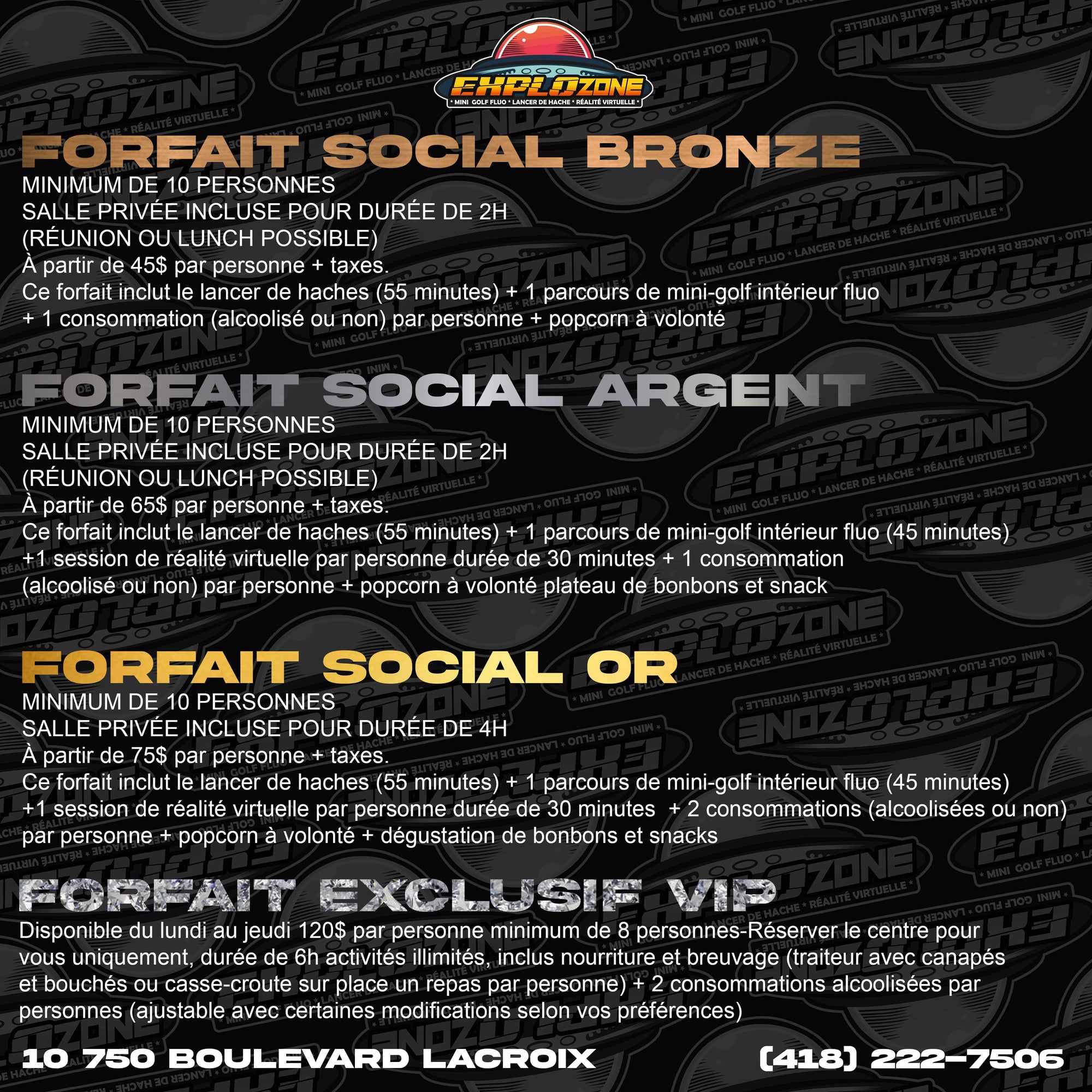 FORFAITS – Explozone